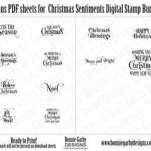 Christmas Sentiments Digital Stamp Bundle, Word Art Quotes for ...