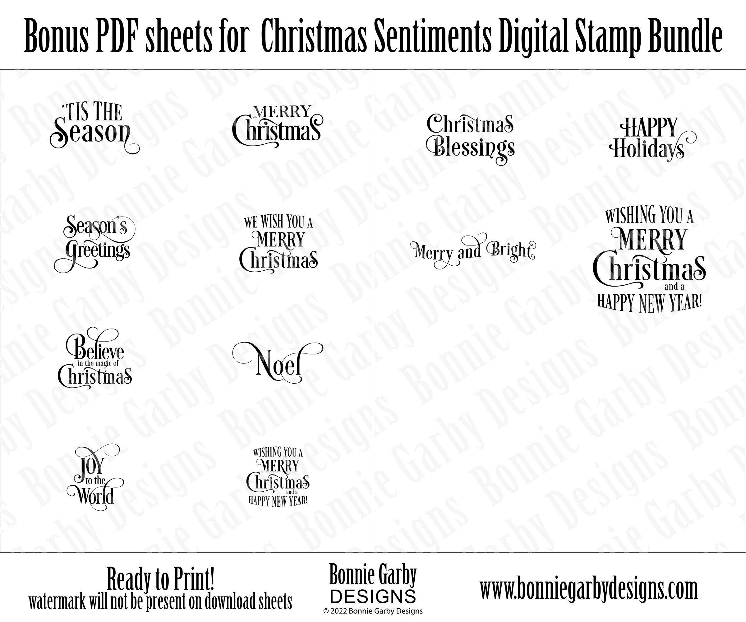 Christmas Sentiments Digital Stamp Bundle Photo Overlays Word - Etsy