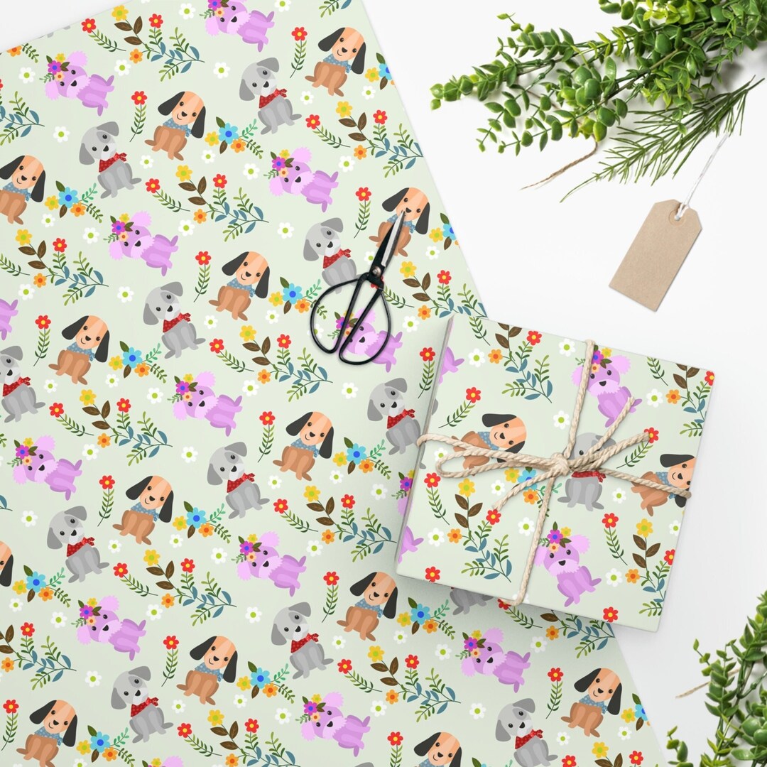 Cute Dog Themed Wrapping Paper Birthday Gift Wrap Custom - Etsy