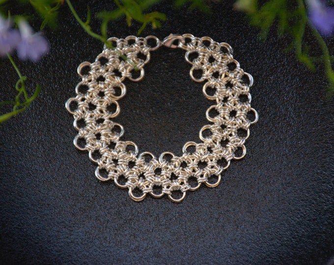 Metal Chainmail Bracelet, Silver Color, Japanese Chainmail Pattern - Etsy