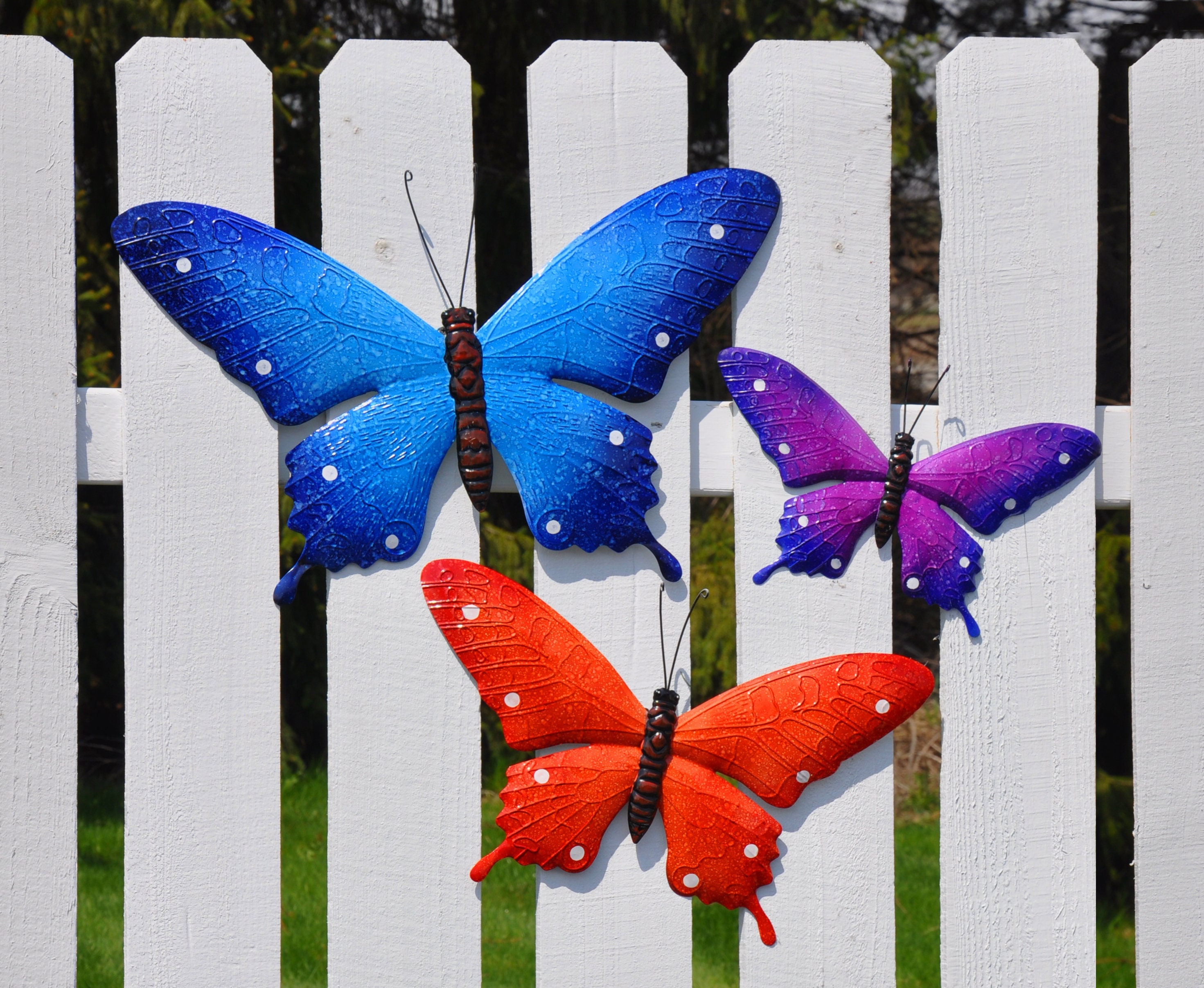 Butterfly Garden Art Colorful Blue Purple and Red Butterfly - Etsy