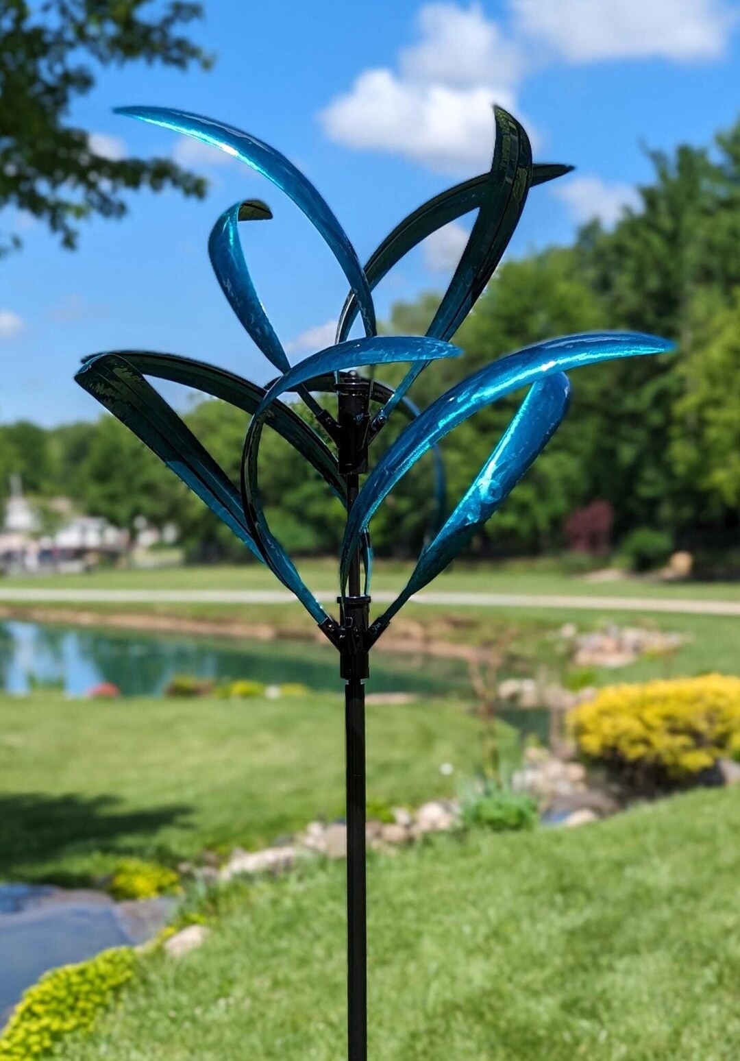 Turquoise Luminous Cascade Kinetic Art Wind Spinner - Etsy
