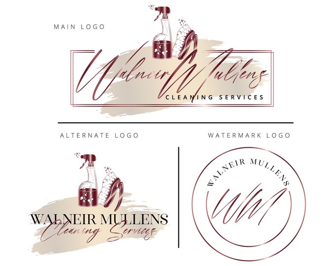 Cleaning Service Logo Design: Editable Branding Kit, Premade Logo - Etsy