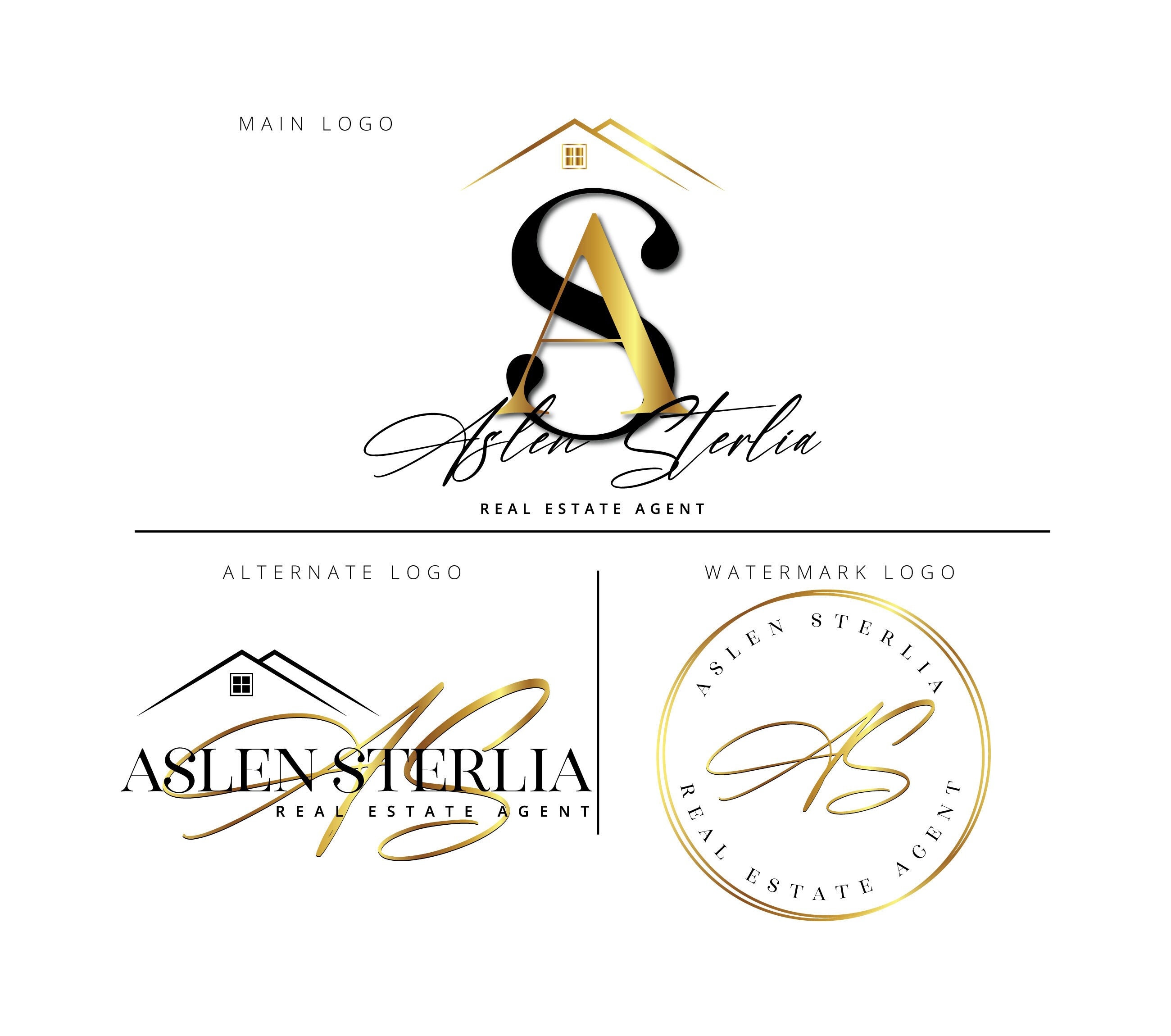 Gold Black Real Estate Logo Design. Realtor Logo Business - Etsy
