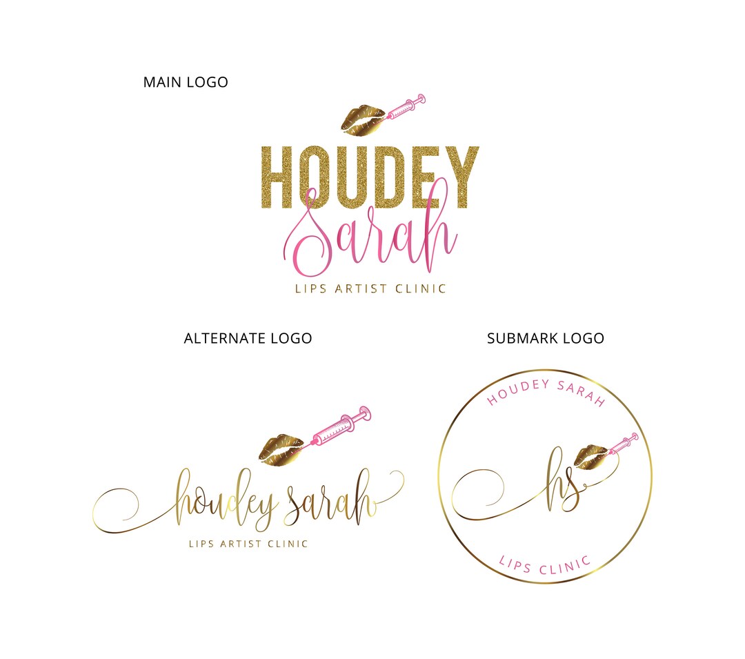 Modern Gold Glitter Injection Logo, Medical Cosmetics Logo, Plastic ...