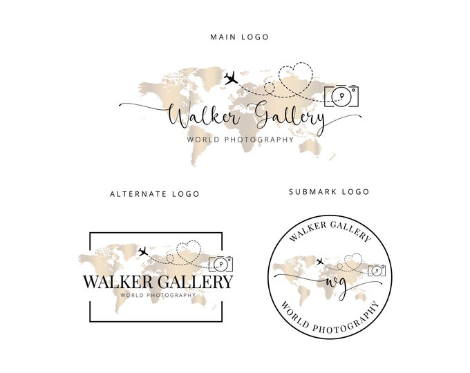 Premade Photography Travel Logo: Camera & Airplane Design - Etsy