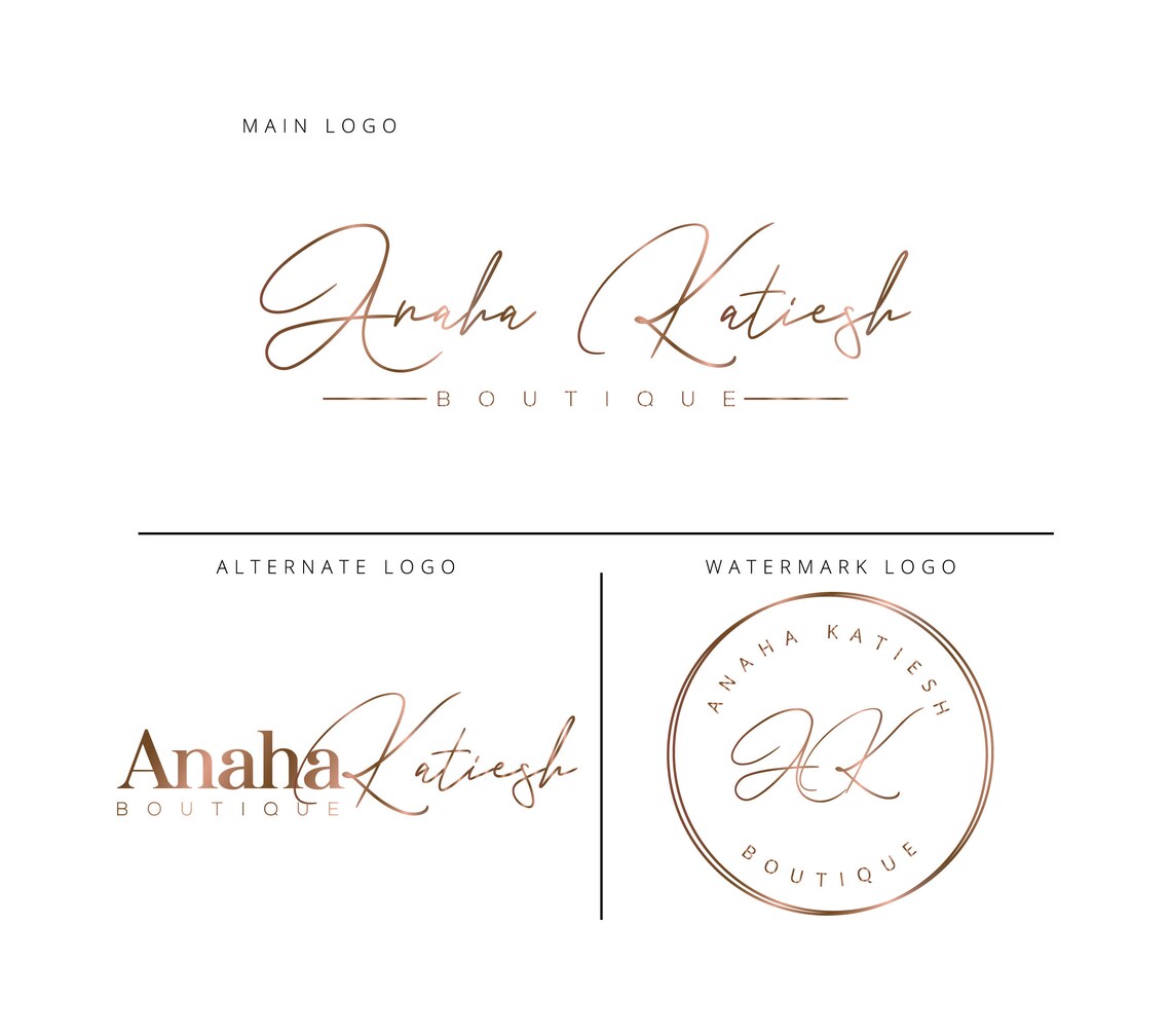 Boutique Rose Gold Logo Design Fashion Logo Blog Logo - Etsy