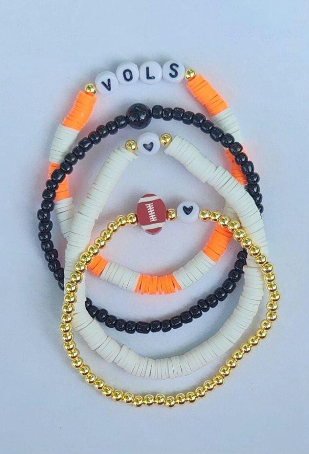 Vols Bead Bracelet Stack- Personalized Gifts- Game Day Jewelry-college ...