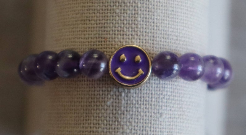 Custom Healing Stone Smiley Face Bracelets Amethyst Bracelet - Etsy