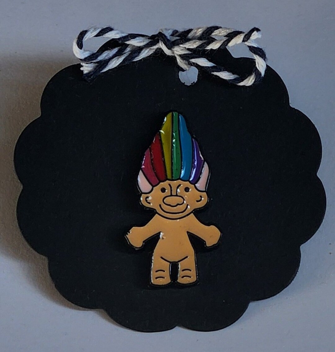 Rainbow Troll Enamel Pin: Retro Cartoon Accessory - Etsy