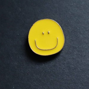 Yellow Smiley Face Enamel Pin- Special Gift- Backpack Accessory- Teen Gift- Cute Pin- Happy Face ...