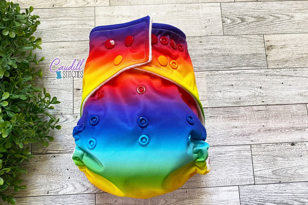 Rainbow Gradient Pocket One-size Diaper, Baby’s Nappies, Reusable, Baby ...