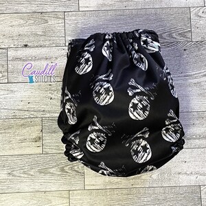 Skull Black and White Halloween Pocket One-size Diaper, Baby’s Nappies ...