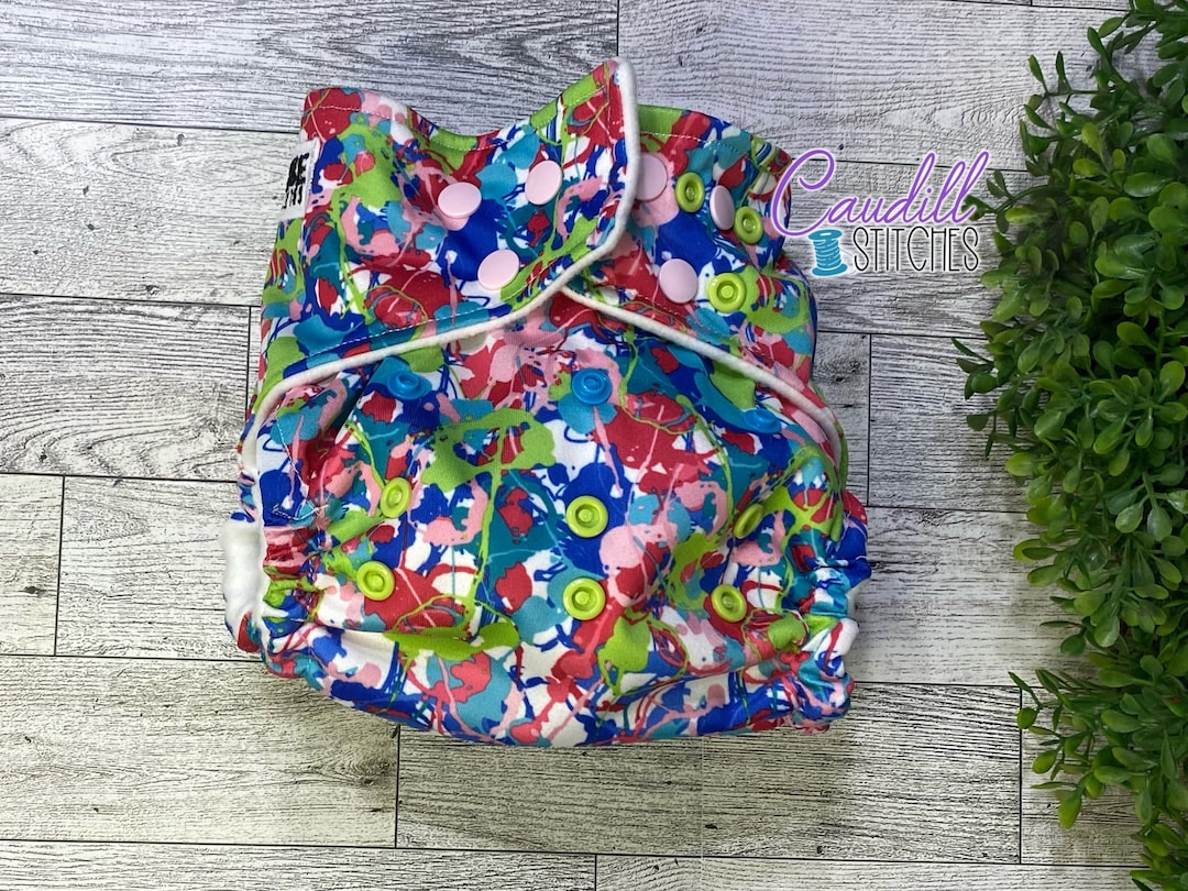 Rainbow Paint Splatter Pocket One-size Diaper, Baby’s Nappies, Reusable ...