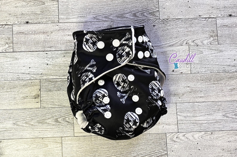 Skull Black and White Halloween Pocket One-size Diaper, Baby’s Nappies ...