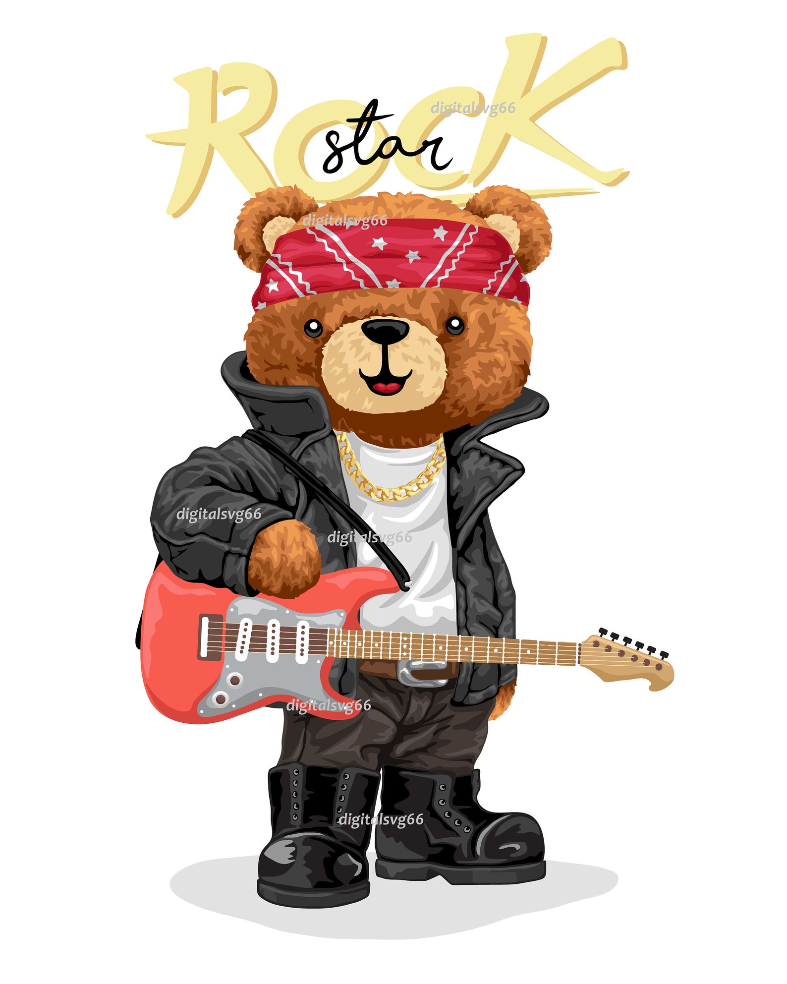 Teddy Bear Svgrock Musicpng Jpg Svgbandana Teddy Bearrock - Etsy