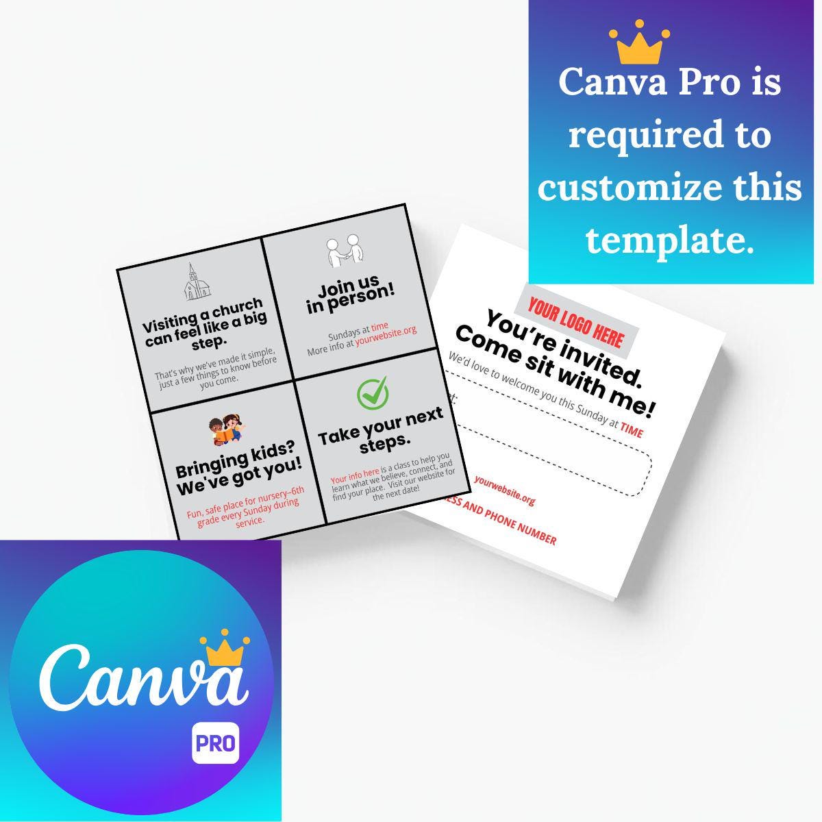 Modern Church Invitation Card | Customizable 4x4 Outreach (instant ...