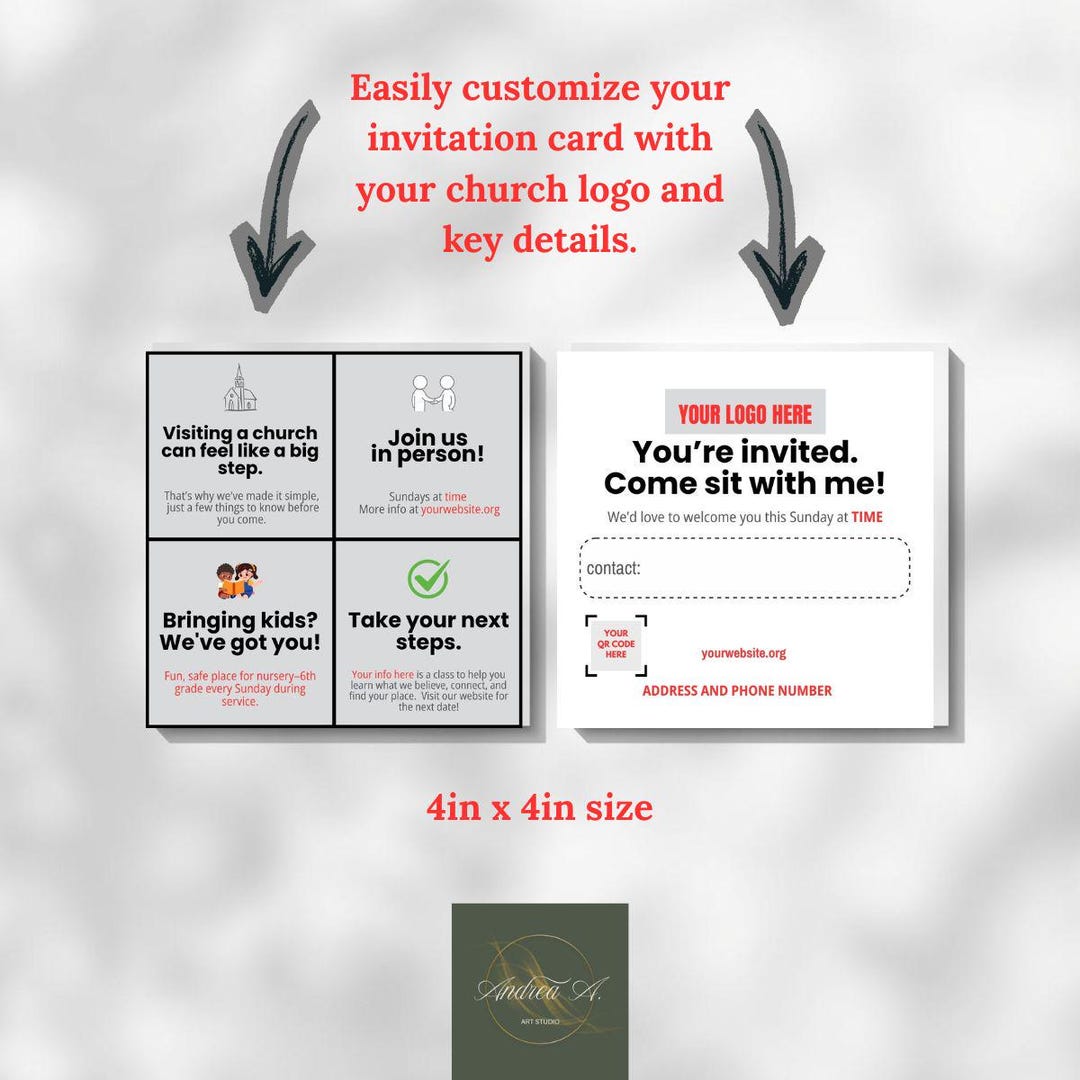 Modern Church Invitation Card | Customizable 4x4 Outreach (instant ...