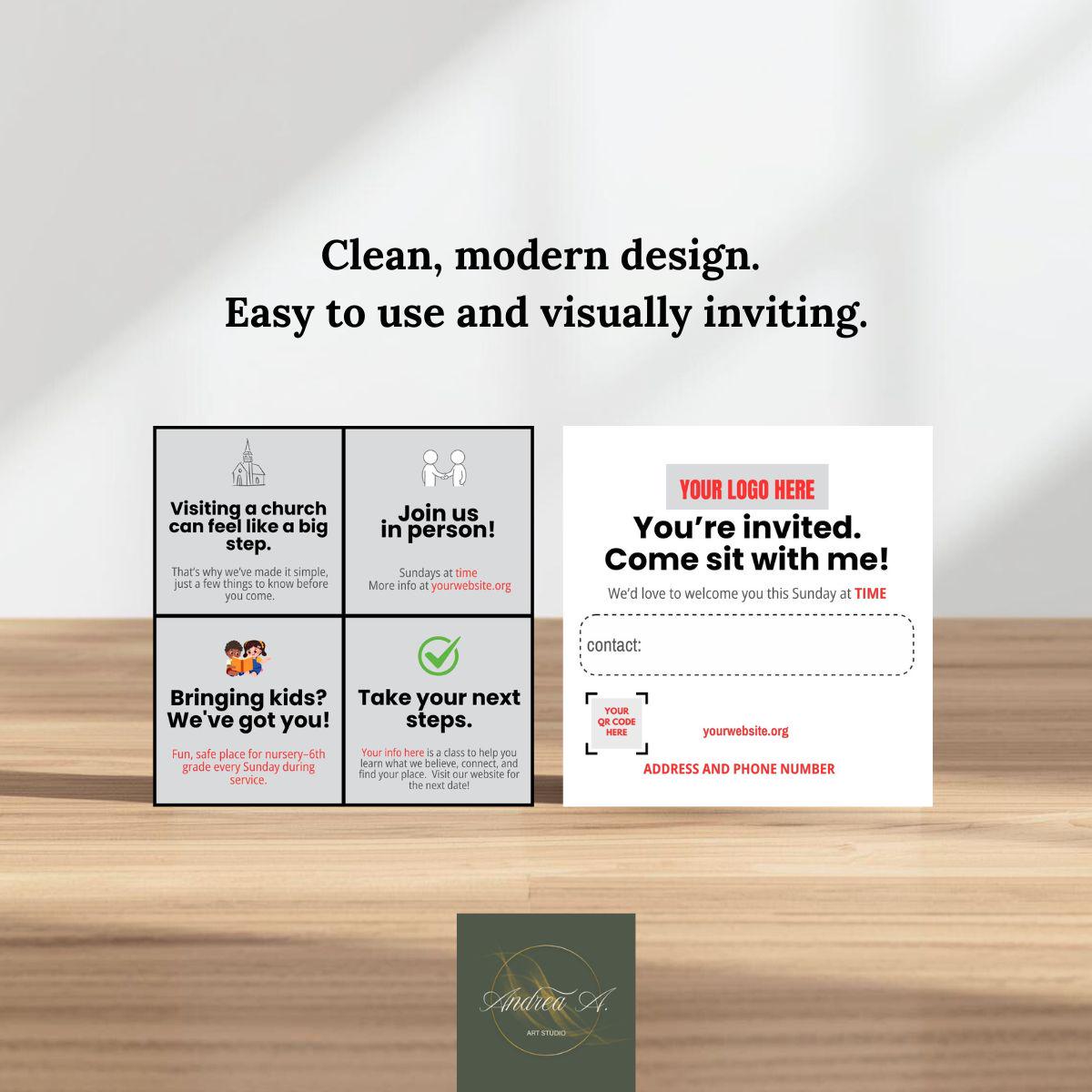 Modern Church Invitation Card | Customizable 4x4 Outreach (instant ...