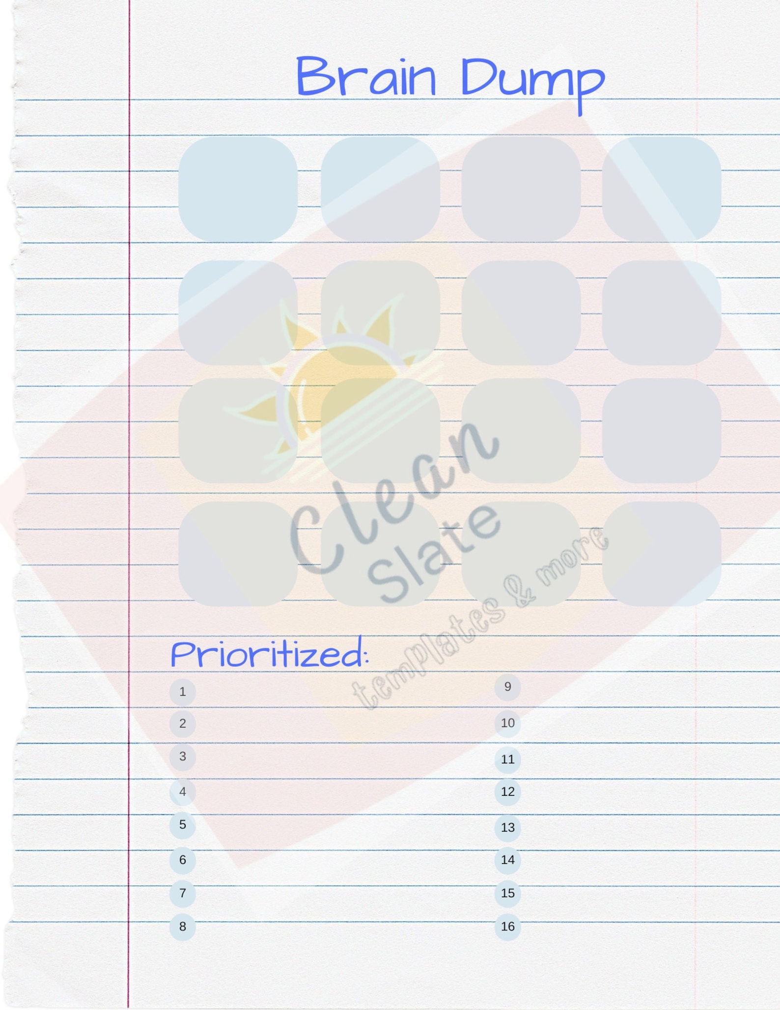 Brain Dump Printable. Dump (list) and Prioritize on 1 Sheet! Great for ...