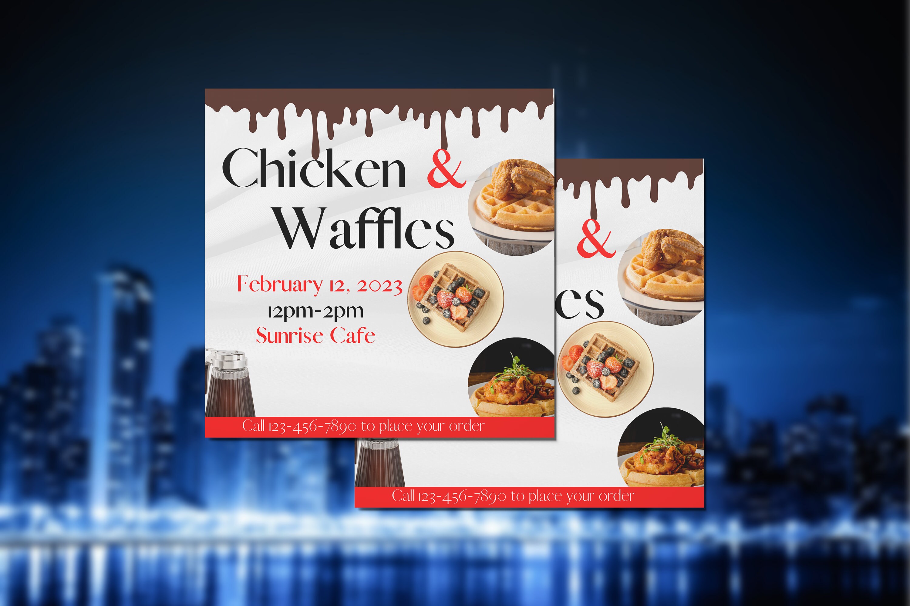 Editable Chicken & Waffles Flyer - Etsy
