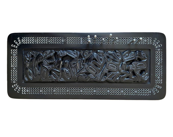 Boma 3-track Cribbage Board With Black Marble Resin Inlay, Indigenous ...