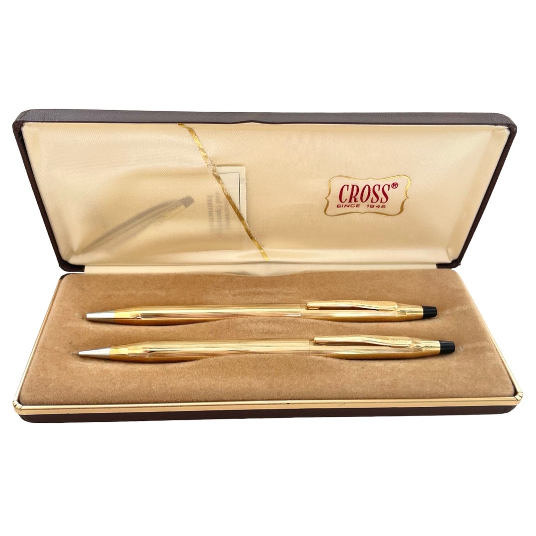 CROSS Vintage Pen and Pencil Set, Classic Thin Style, Engraved, Wood ...