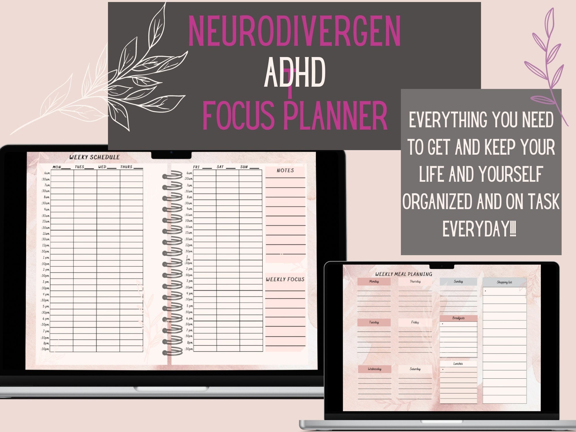 Organize Your Life With a Neurodivergent/adhd Life Focus Digital ...