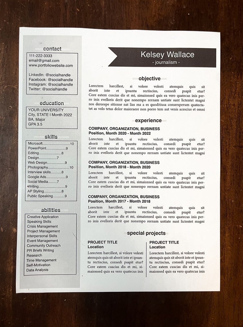 Printable, Customizable Resume - Etsy