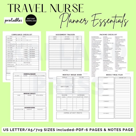 Travel Nurse Planner Essentials Travel Nurse Notebook Nurse Etsy