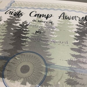 Girls' Camp Award Certificate Digital Download - Etsy