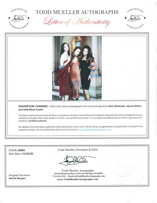 Rose Mcgowan, Alyssa Milano and Holly Marie Combs Signed Autographed ...
