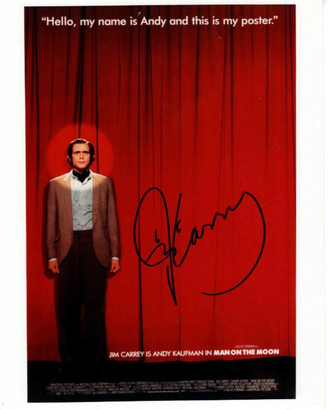 Jim Carrey Signed Autographed 8x10 Man on the Moon Andy Kaufman ...