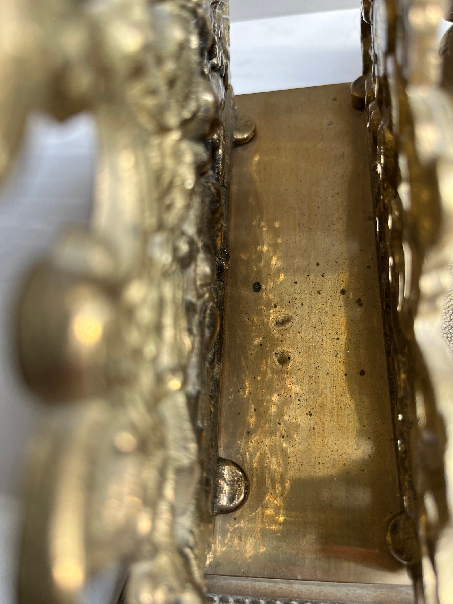 Rare Antique English Gilt Gold Brass Letter Holder and Double Inkwell ...