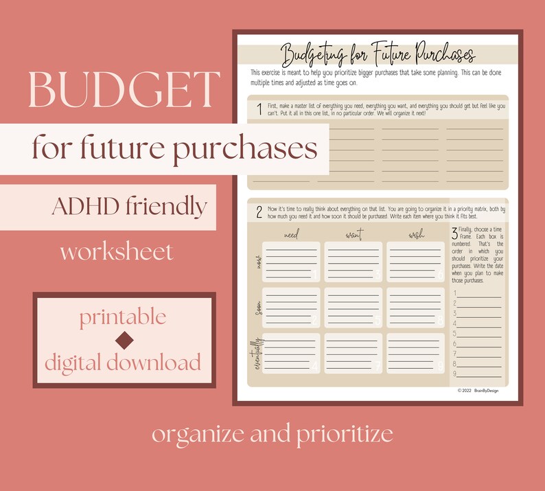 Budgeting Worksheet Printable / Digital Download - Etsy
