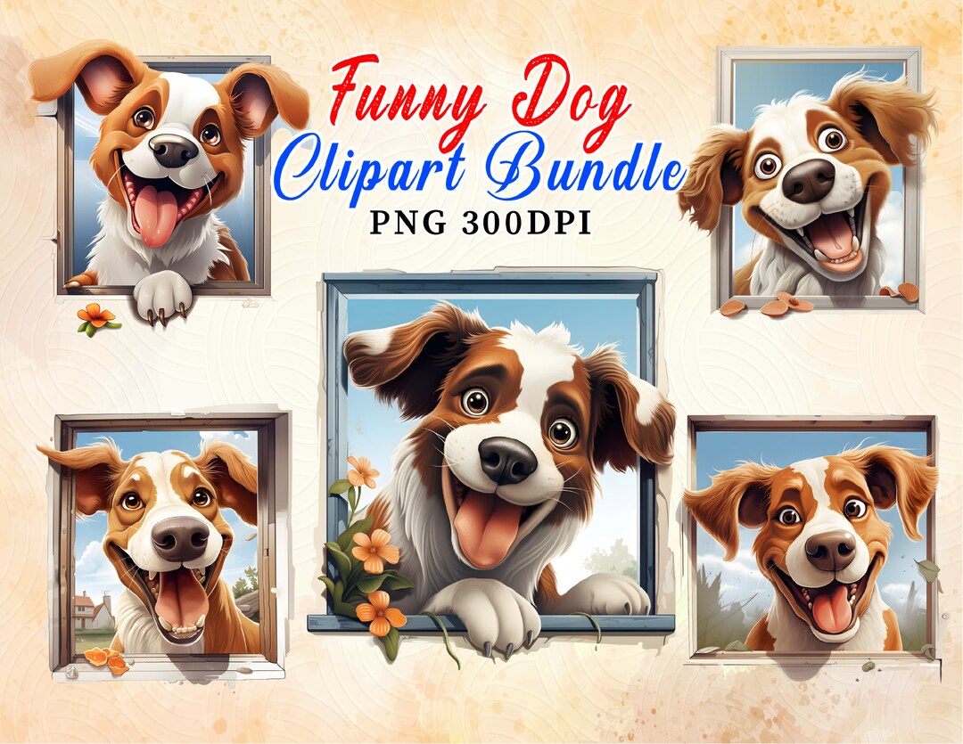 Funny Dog Outside the Window Clipart Bundle Sublimation Funny - Etsy UK