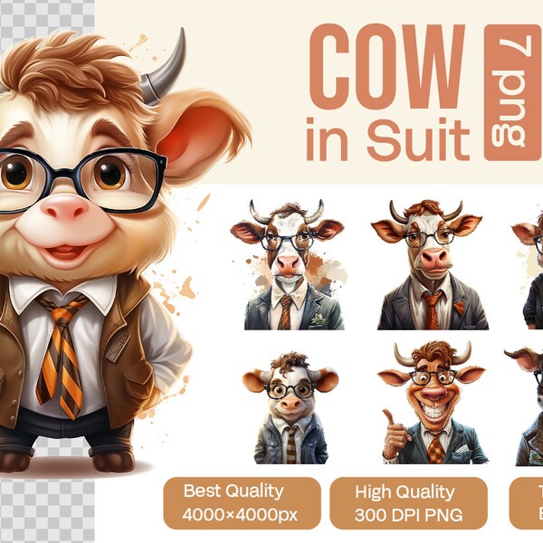 Funny Cow Clipart - Etsy