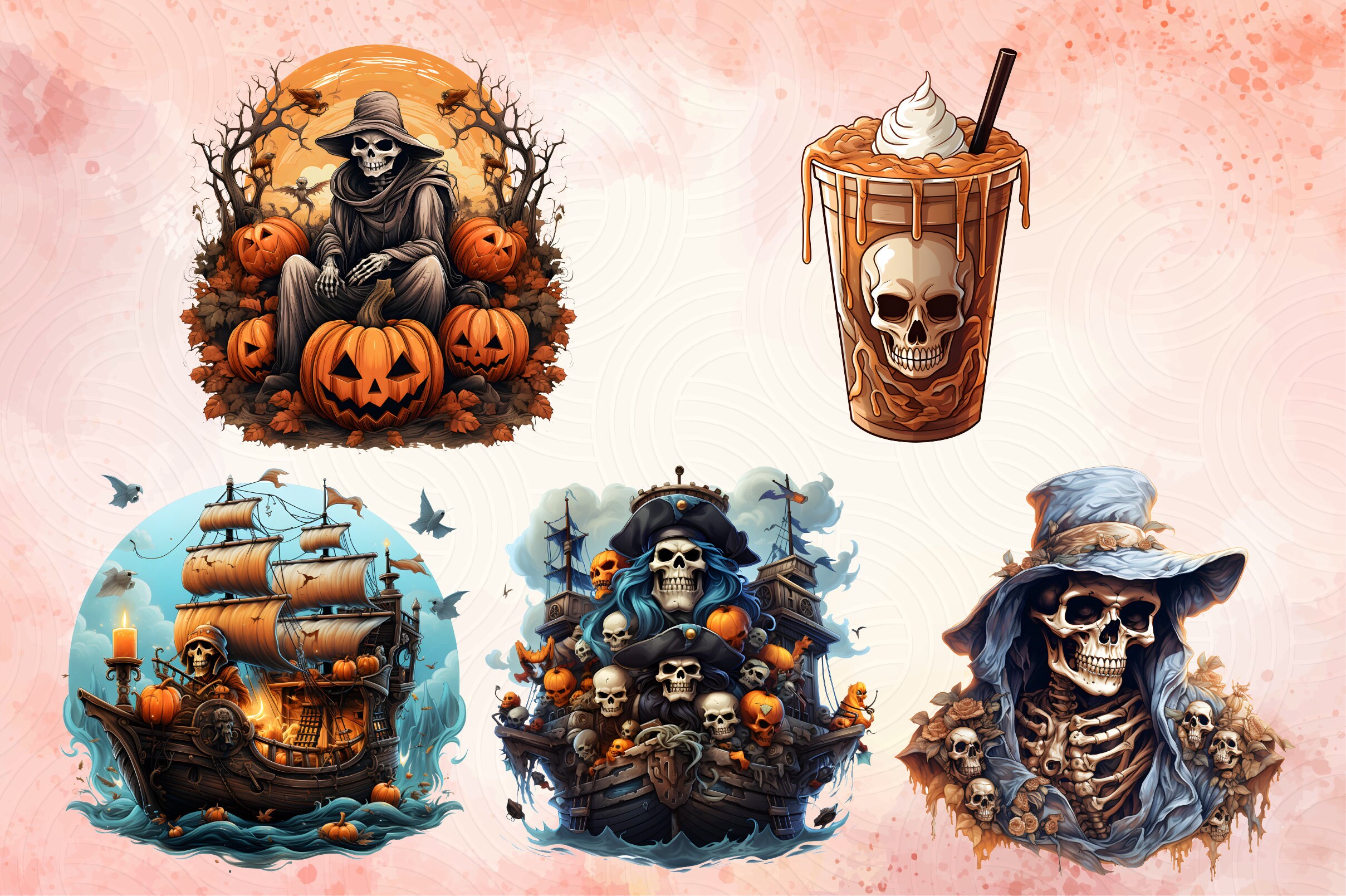 Funny Halloween Skeleton Clipart PNG Bundle Funny Halloween - Etsy