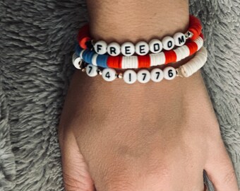 USA Red White & Blue Stackable Bracelets for 4th of July, Memorial Day ...