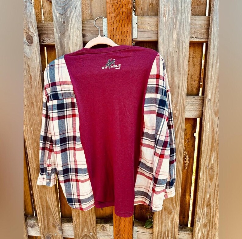 Upcycled Flannel Shirt: Horse Graphic, Fringe Hem - Sustainable Fashion ...