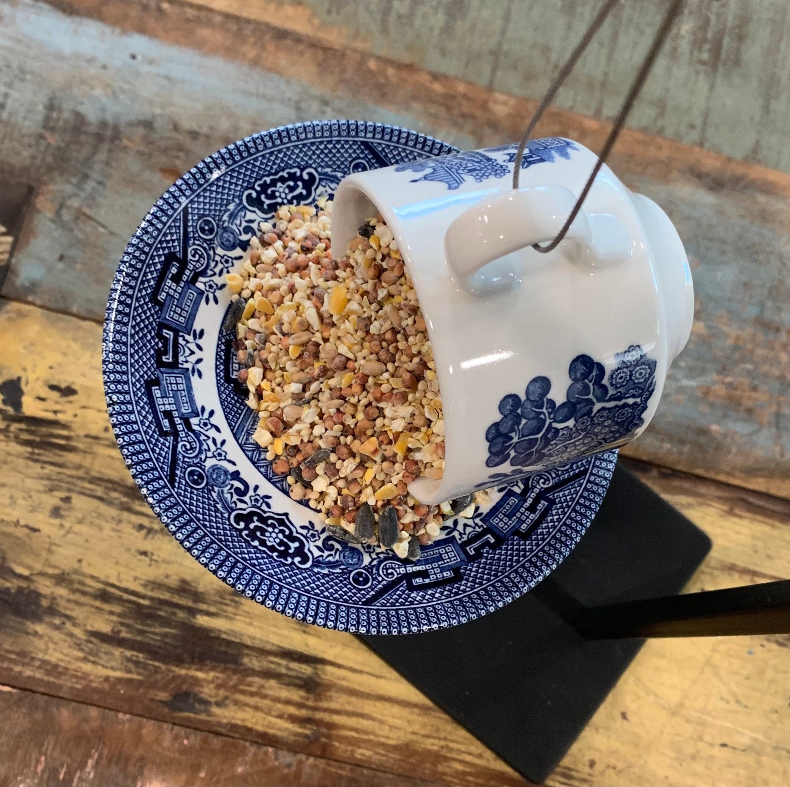 China Cup Bird Feeder, Upcycled China Cup and Saucer Bird Feeder ...