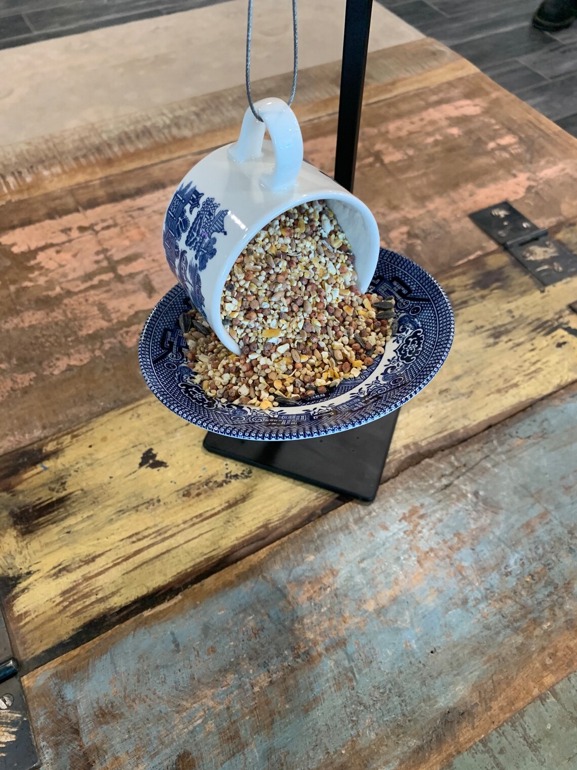 China Cup Bird Feeder, Upcycled China Cup and Saucer Bird Feeder ...