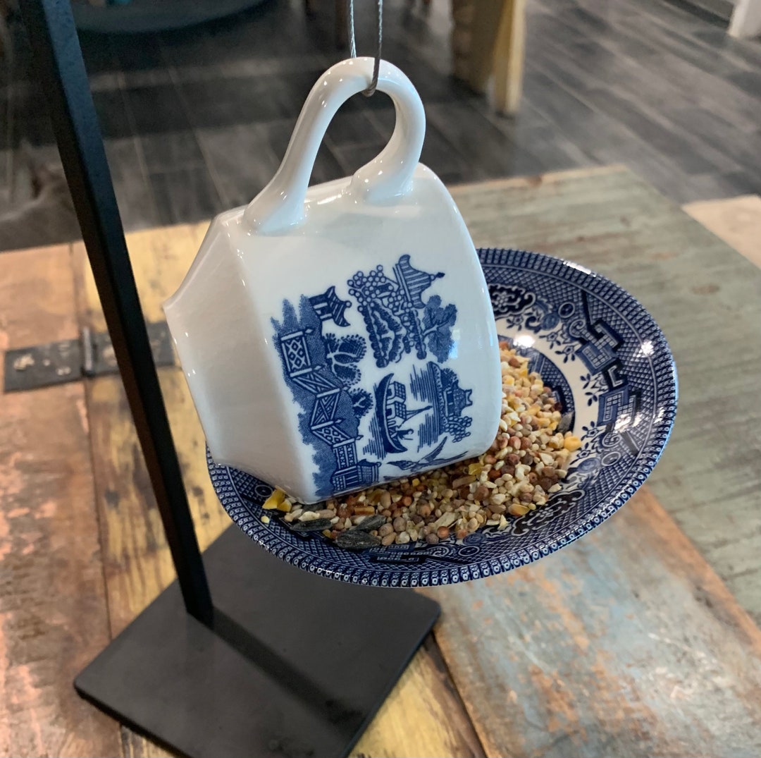 China Cup Bird Feeder, Upcycled China Cup and Saucer Bird Feeder ...
