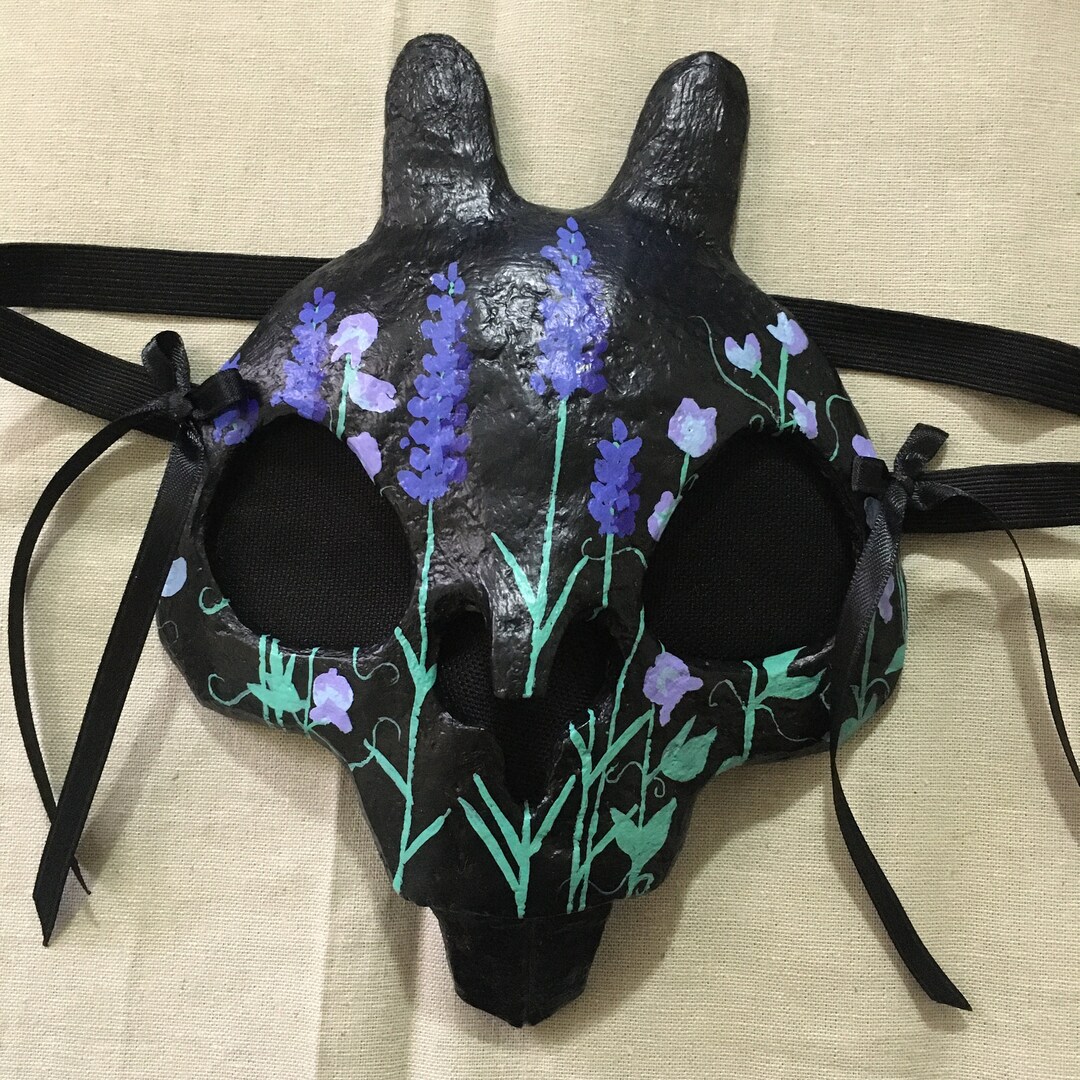 Bunny Skull Mask lavender and Sweet Peas - Etsy