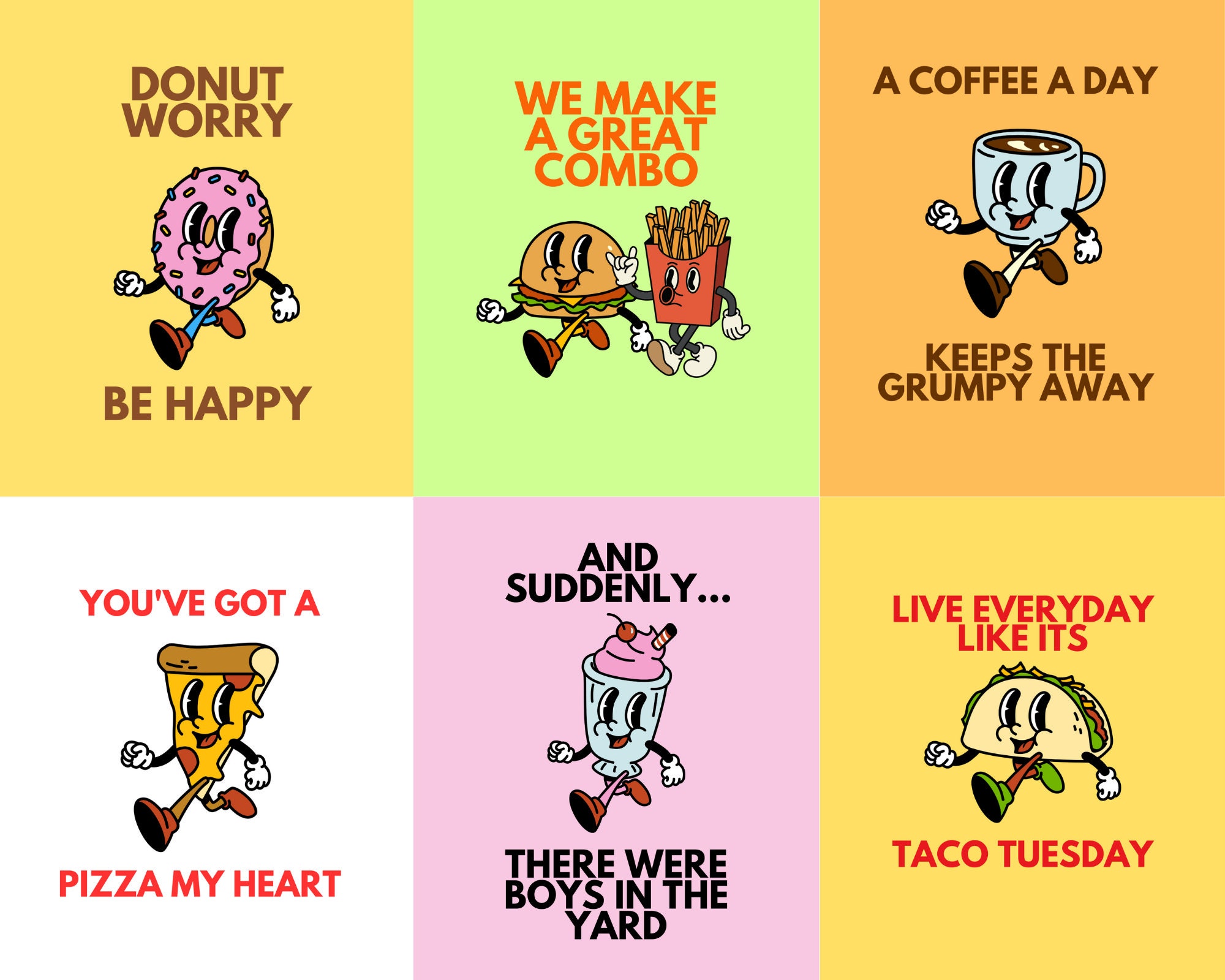 Junk Food Love, Digital Print, PDF Printable Wall Art, Food Lovers ...