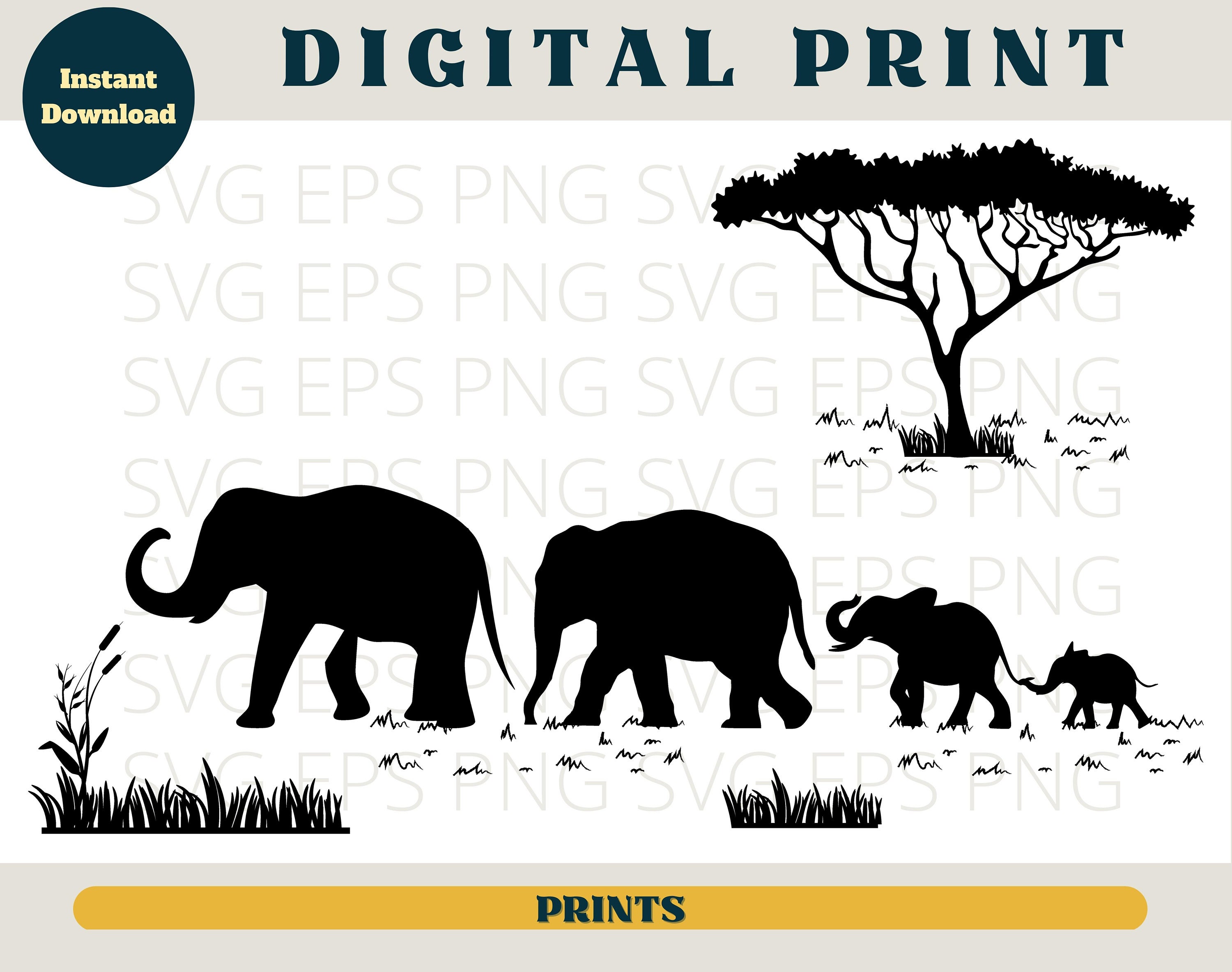 Elephant Family, Safari Elephant Clipart, Mama Elephant, Svg Eps Png AI ...