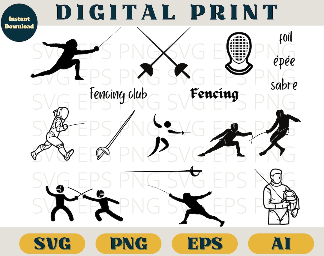 Fencing Bundle, Fencing Svg Bundle, Svg Eps Png AI, Fencing Clipart ...