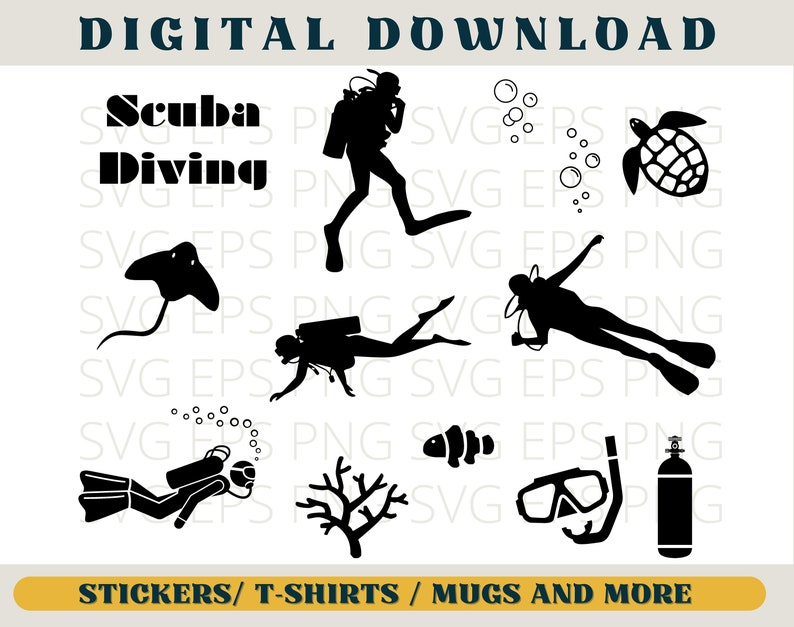 Scuba Diving Bundle | Diving Print | Svg Eps Png AI | Scuba Diving ...