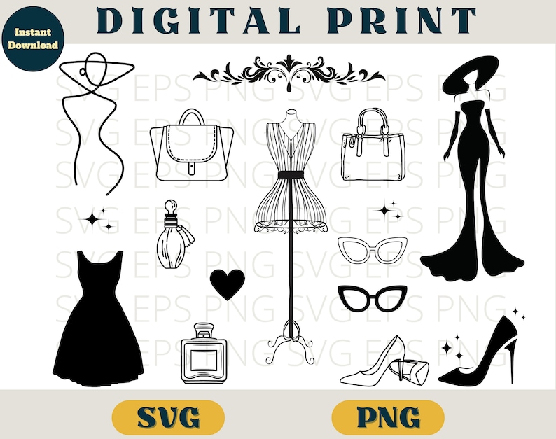 Fashion Design Bundle, Luxury Design, High Fashion, Perfume Dress Bags ...