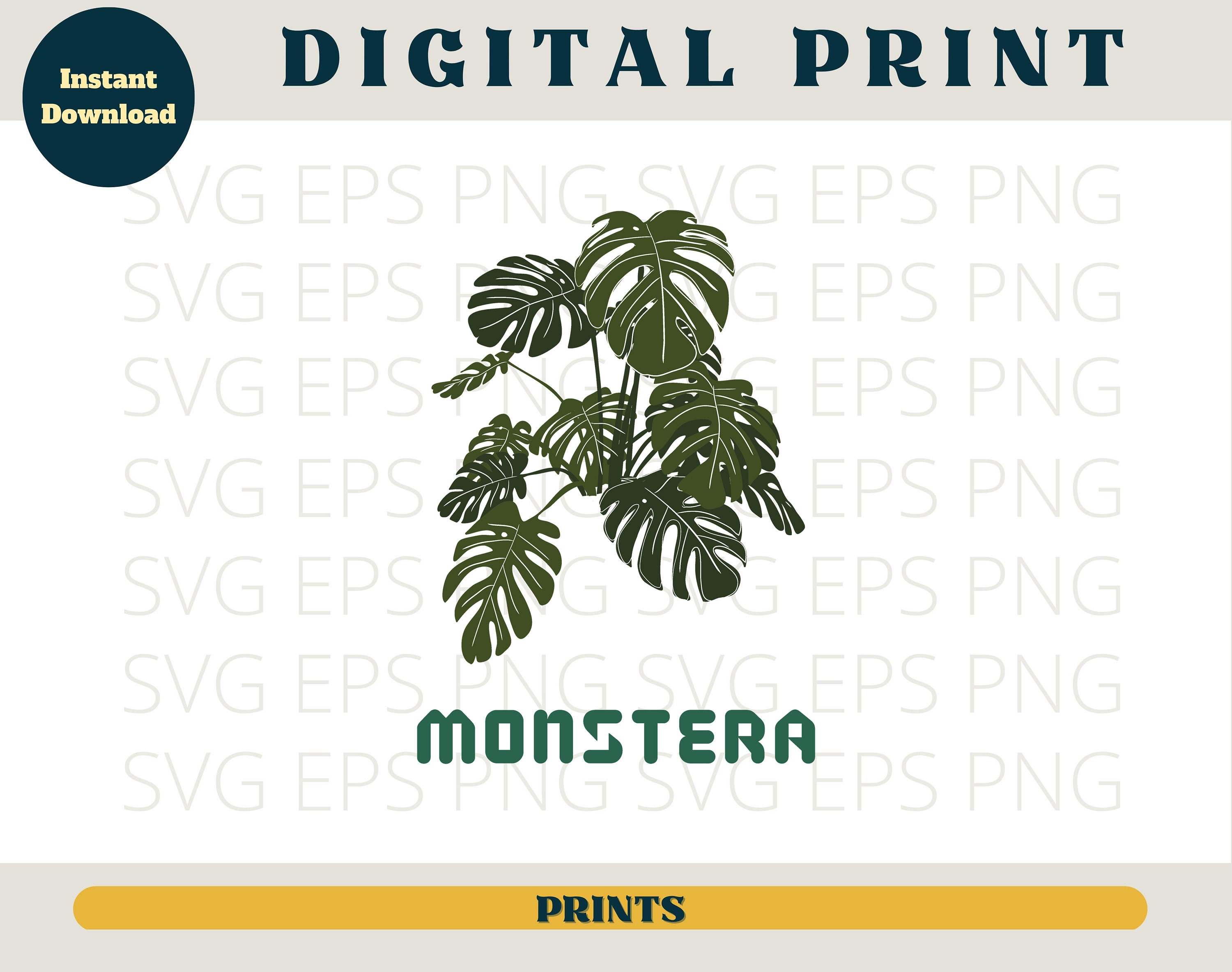 Monstera Bundle, Monstera Leaf Print, Svg Eps Png AI, Tropical Plants ...